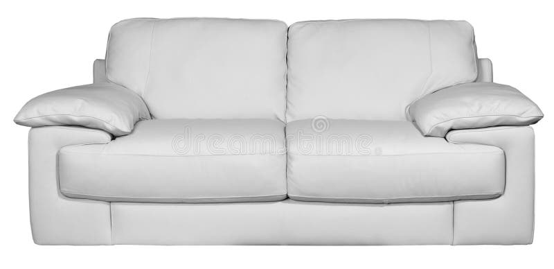 Single White Fabric Modern Sofa Isolated on Blank Background, Top and ...