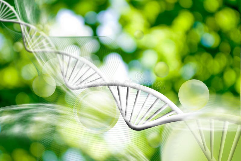 Image of Molecular Structure and Chain of Dna on a Green Background ...