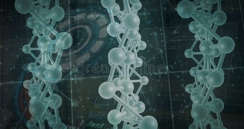 Image of Molecules and Dna Strand Over Data Processing with Scope ...