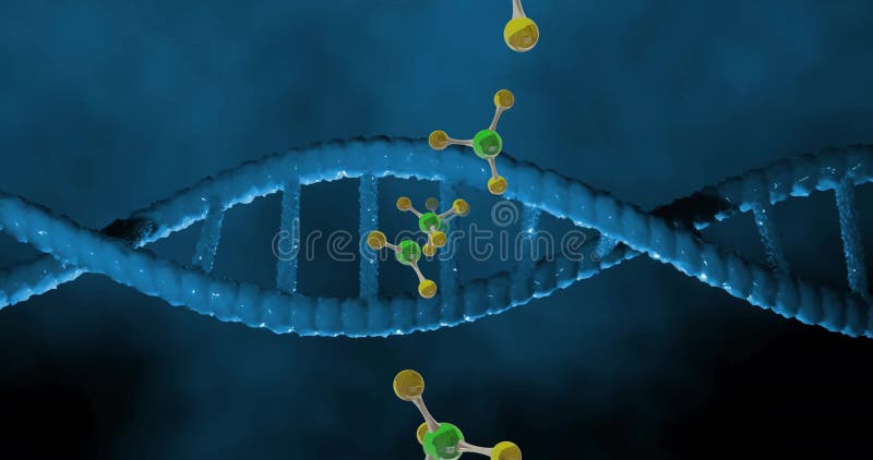 Image of Molecules Moving Over Dna Strand Spinning Stock Image - Image ...