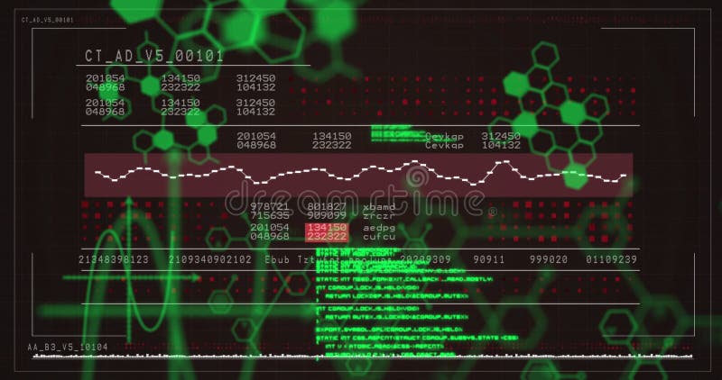 Image of Molecules Over Data Processing on Black Background Stock Photo ...
