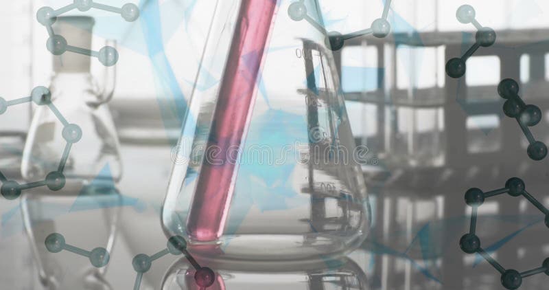 Image of Molecules Over Laboratory Dishes on Grey Background Stock ...