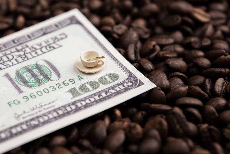 Image of Money Banknote Mug Coffee Bean Background Stock Image - Image ...