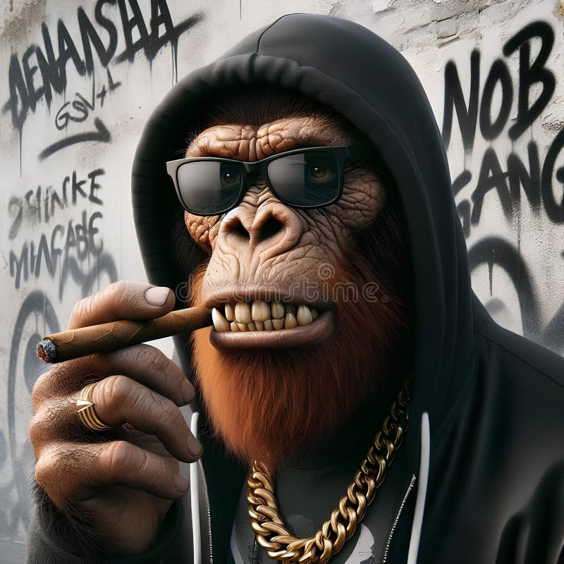 Image of a Monkey in Gangster Style 2 Stock Illustration - Illustration ...