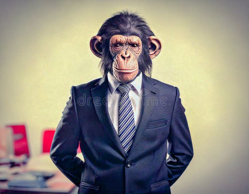Image of Monkey with Suit and Tie Stock Illustration - Illustration of ...