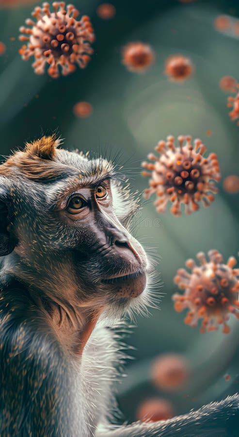 Image of Monkey Surrounded by Monkeypox Virus. Concept of Infection ...