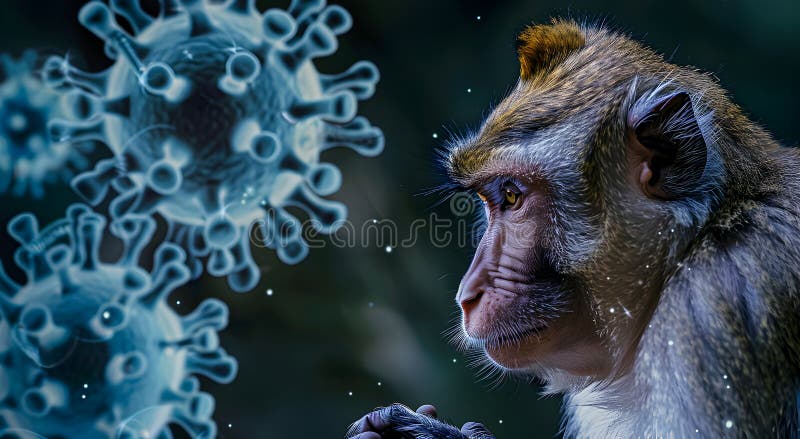 Image of Monkey Surrounded by Monkeypox Virus. Concept of Infection ...