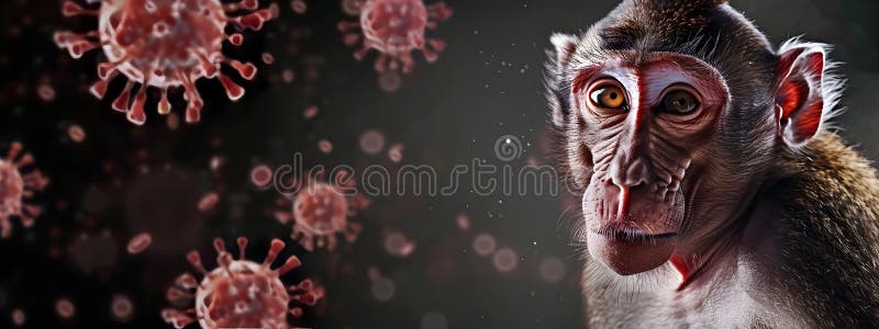 Image of Monkey Surrounded by Monkeypox Virus. Concept of Infection ...