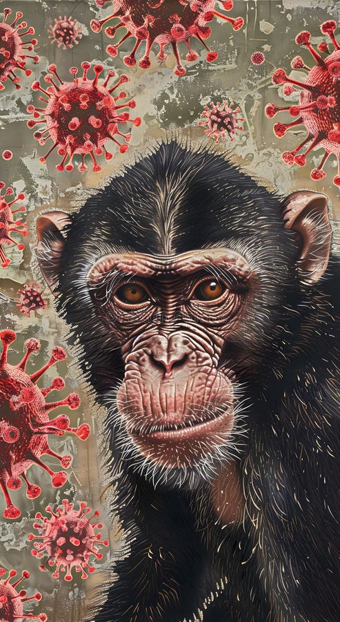 Image of Monkey Surrounded by Monkeypox Virus. Concept of Infection ...