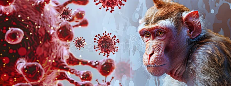 Image of Monkey Surrounded by Monkeypox Virus. Concept of Infection ...