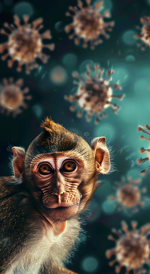 Image of Monkey Surrounded by Monkeypox Virus. Concept of Infection ...