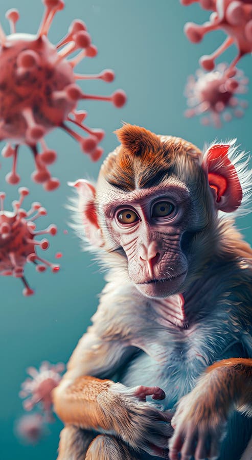 Image of Monkey Surrounded by Monkeypox Virus. Concept of Infection ...