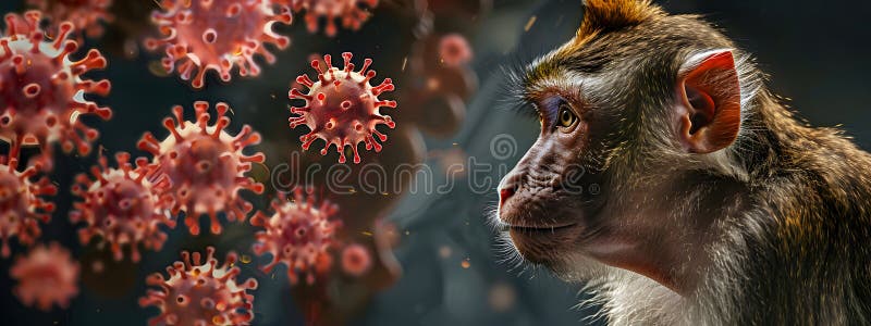 Image of Monkey Surrounded by Monkeypox Virus. Concept of Infection ...
