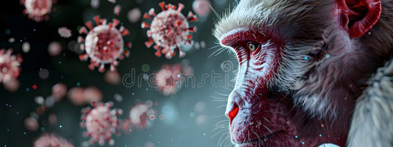 Image of Monkey Surrounded by Monkeypox Virus. Concept of Infection ...