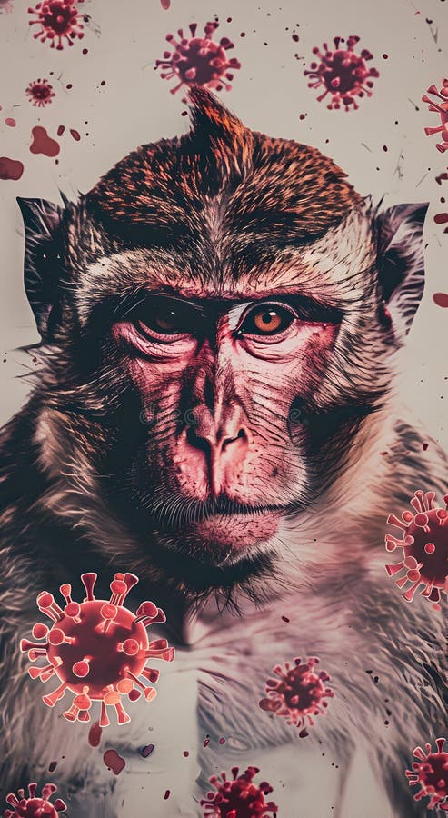 Image of Monkey Surrounded by Monkeypox Virus. Concept of Infection ...