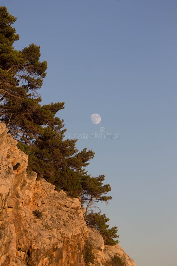 Image of moon in daylight stock photo. Image of eock - 255306532