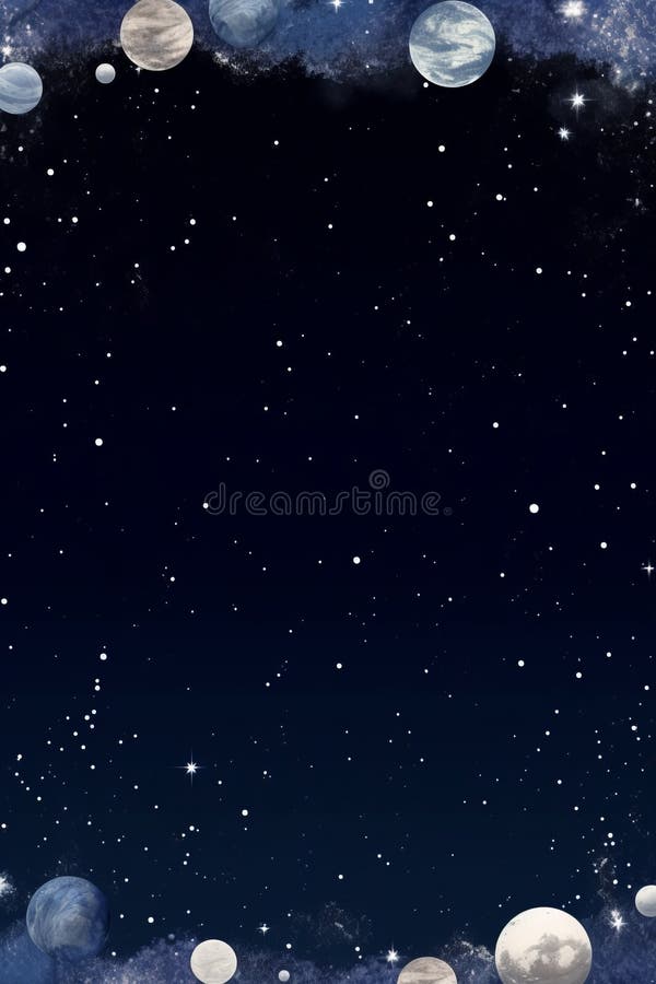 An Image of the Moon and Planets in the Night Sky Stock Illustration ...