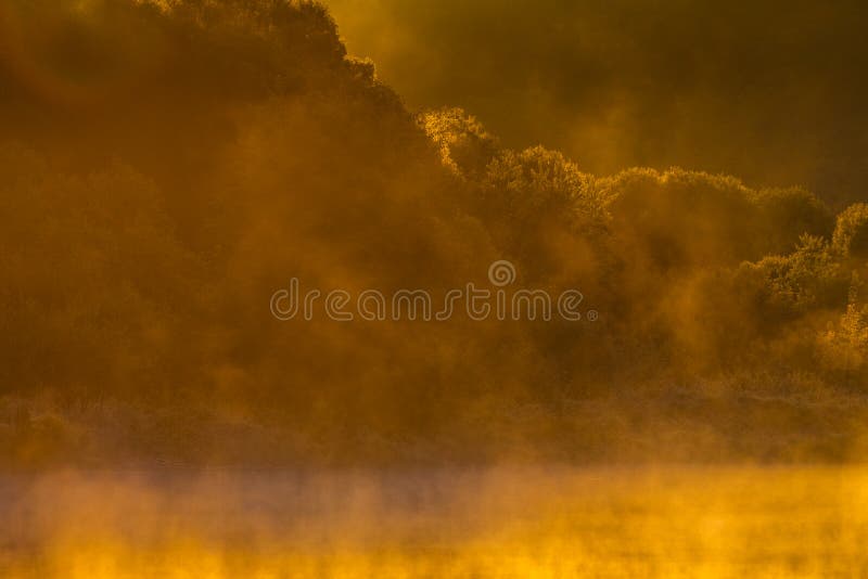 Morning Mist Over the Surface of Water Stock Image - Image of misty ...