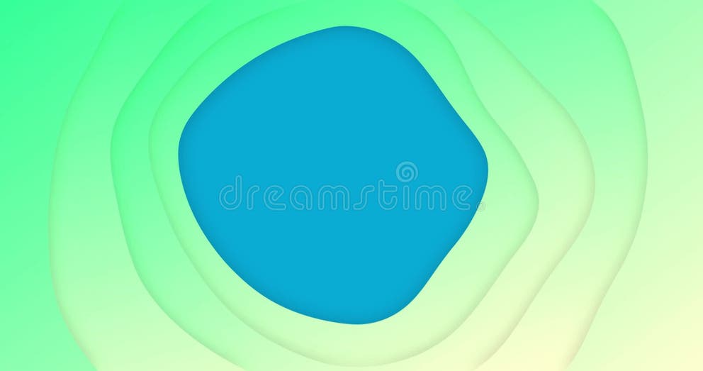 Image of Morphing Blue Abstract Shape Moving on Layered Green ...