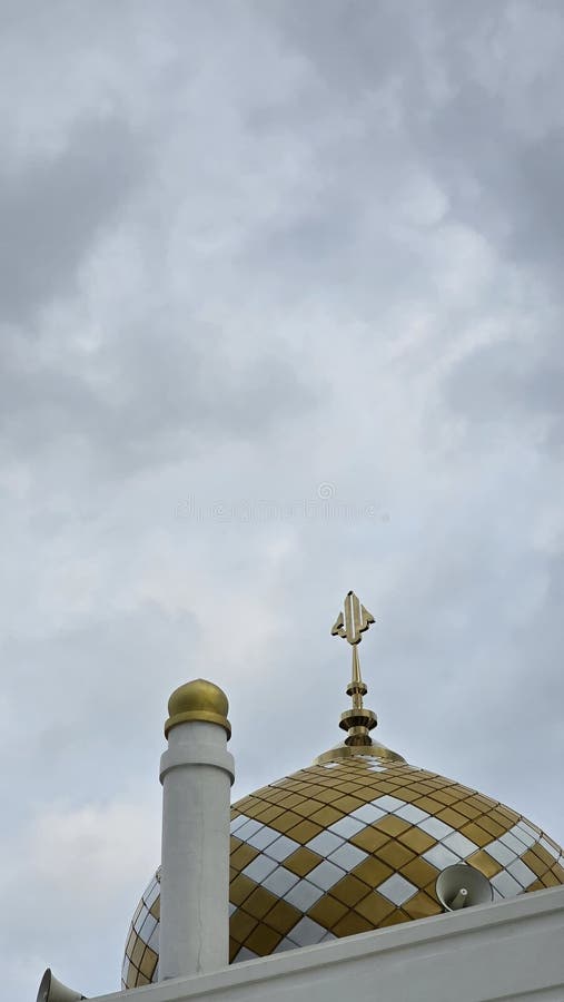 Image of a Mosque Dome with a Blue Sky Background with Grayish Stock ...