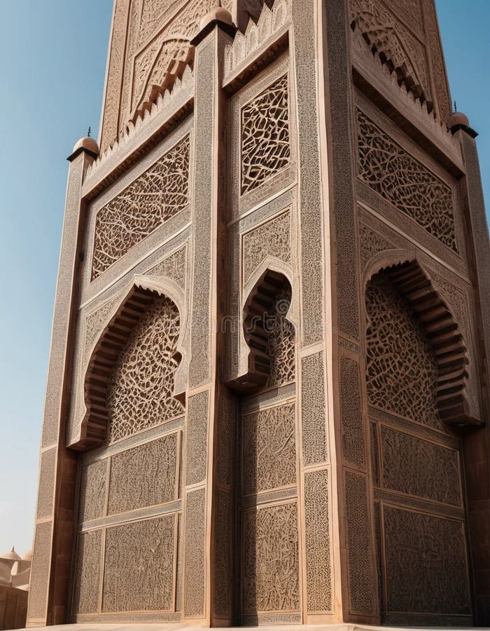Towering Mosque Tower stock illustration. Illustration of patterns ...