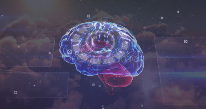 Image of Motherboard and Brain in Digital Space Stock Illustration ...