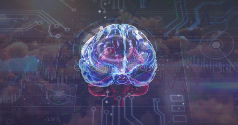 Image of Motherboard and Brain in Digital Space Stock Illustration ...