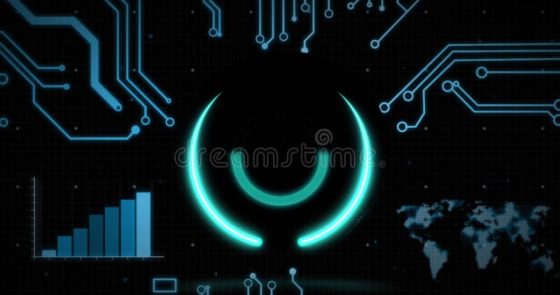 Image of Motherboard and Data Loading Start Up Symbol on Interface with ...