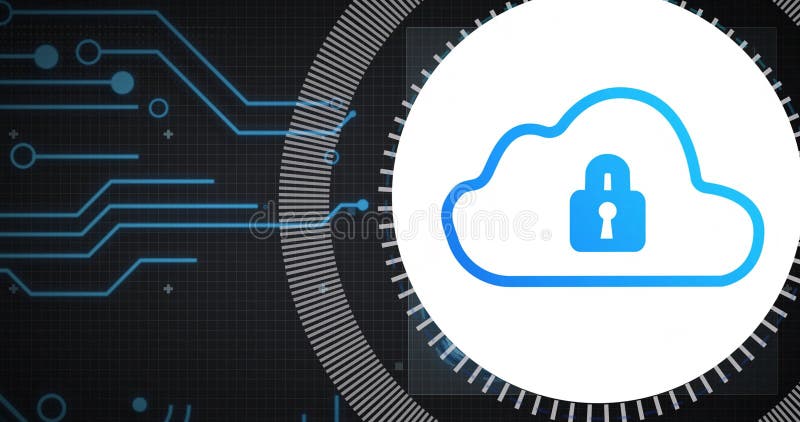Image of Motherboard Network and Circular Scanner Processing Cloud and ...