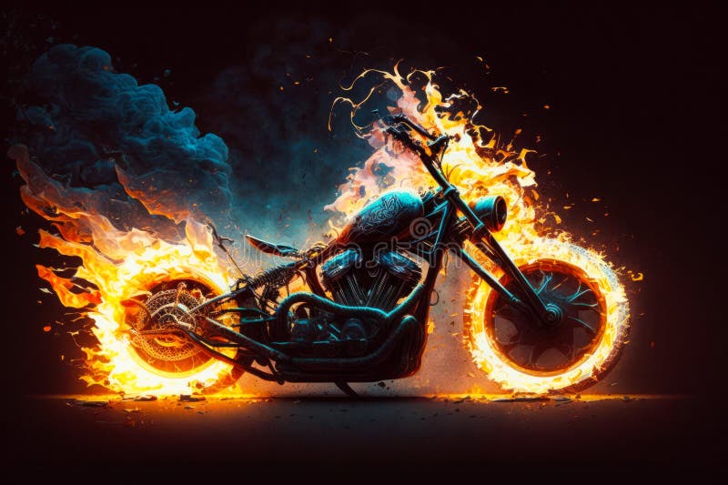 An Image of Motorcycle with Flames on it. Generative AI Stock ...