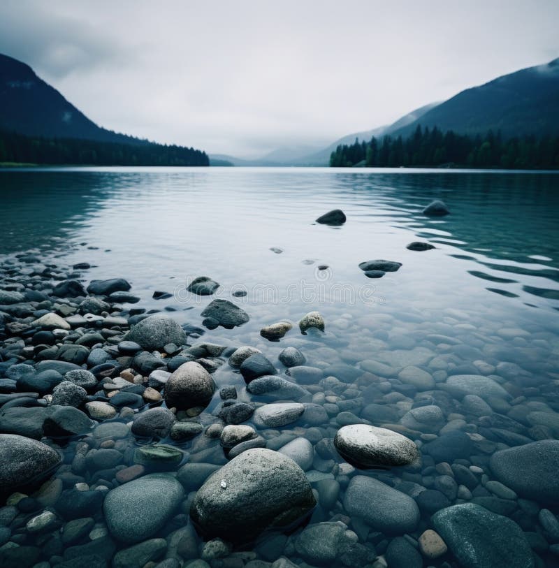 An Image of a Mountain Lake with Rocks and Pebbles in it, Stock Image ...