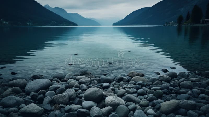 An Image of a Mountain Lake with Rocks and Pebbles in it, Stock Image ...
