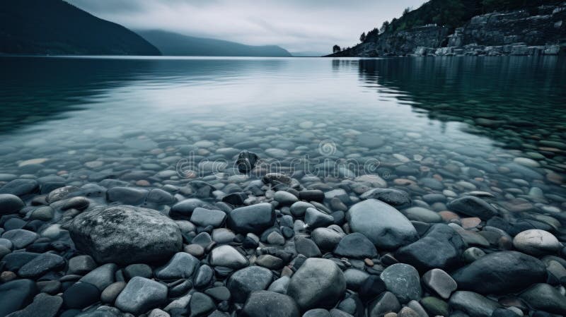 An Image of a Mountain Lake with Rocks and Pebbles in it, Stock Image ...