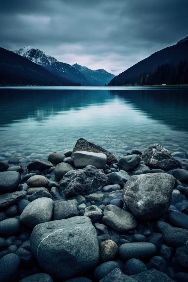 An Image of a Mountain Lake with Rocks and Pebbles in it, Stock Photo ...