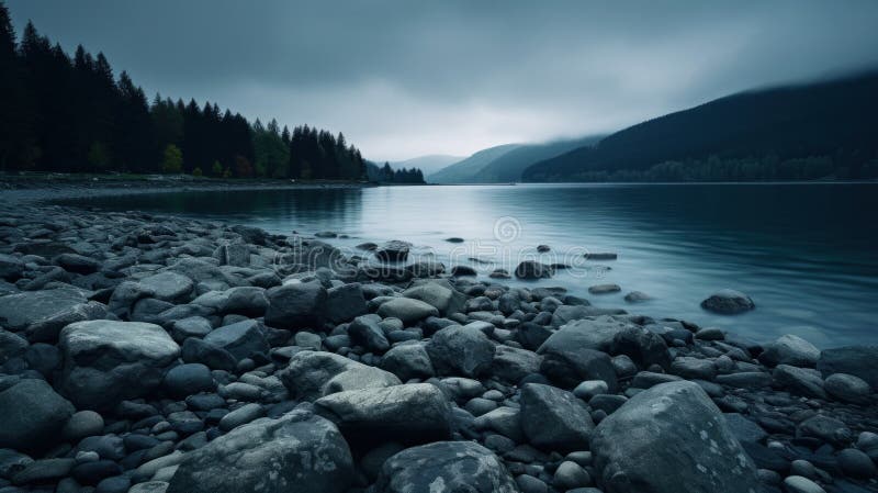 An Image of a Mountain Lake with Rocks and Pebbles in it, Stock Photo ...