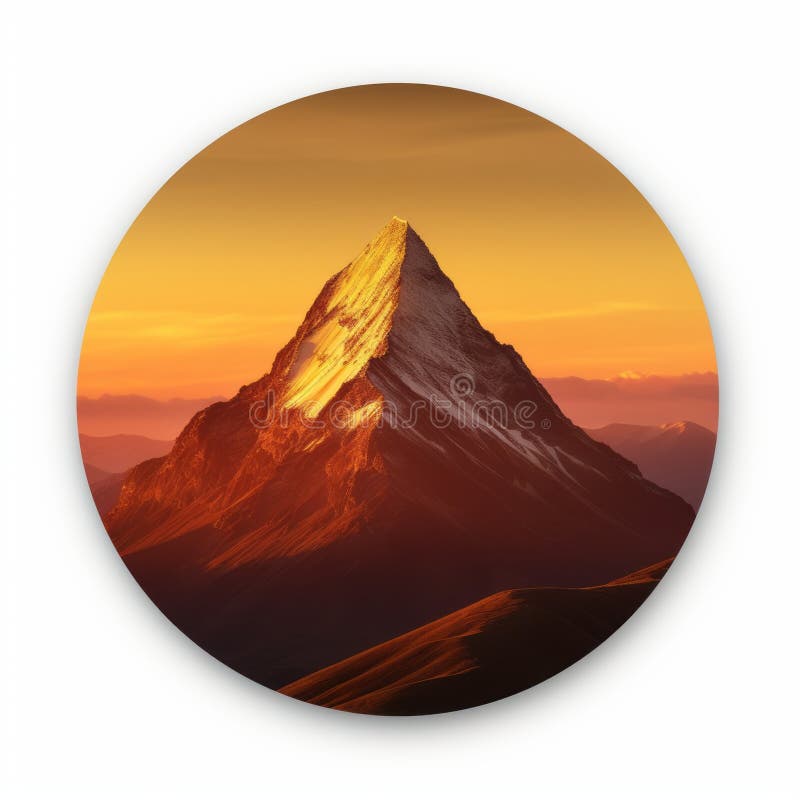 An Image of a Mountain in the Middle of a Circle Stock Illustration ...