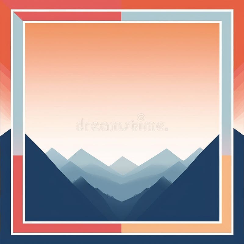 An Image of a Mountain Range with a Square Frame Stock Illustration ...
