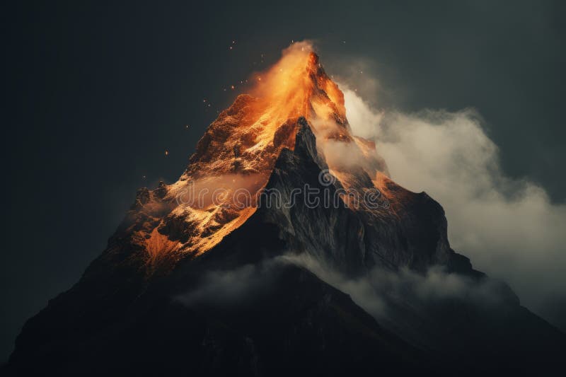 An Image of a Mountain with Smoke Coming Out of it Stock Illustration ...