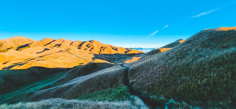 Image of Mountaind Covered by Green Grass Under the Sun Light and ...