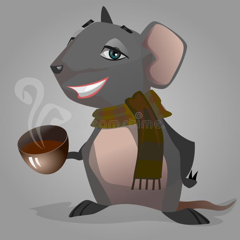 Image of a Mouse Drinking Coffee it S a Cute Picture. Stock Vector ...