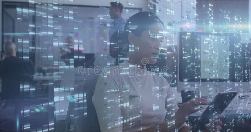 Image of Moving Columns Over Diverse Business People Stock Image ...