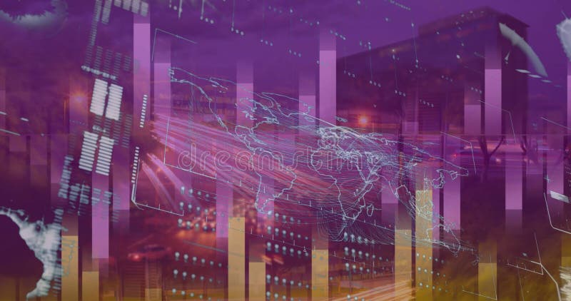 Image of Moving Columns Over and Screen with Financial Data Stock Image ...