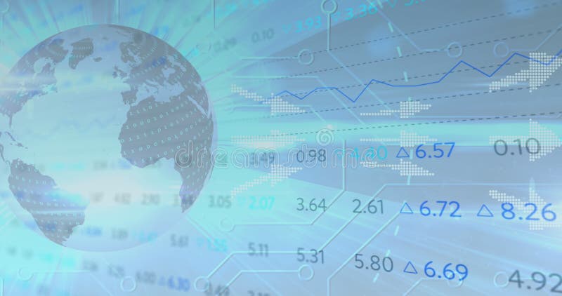 Image of Moving Data and Information with Graphs Over Globe Spinning ...