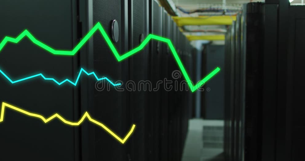 Image of Moving Diagram Over Server Room Stock Illustration ...