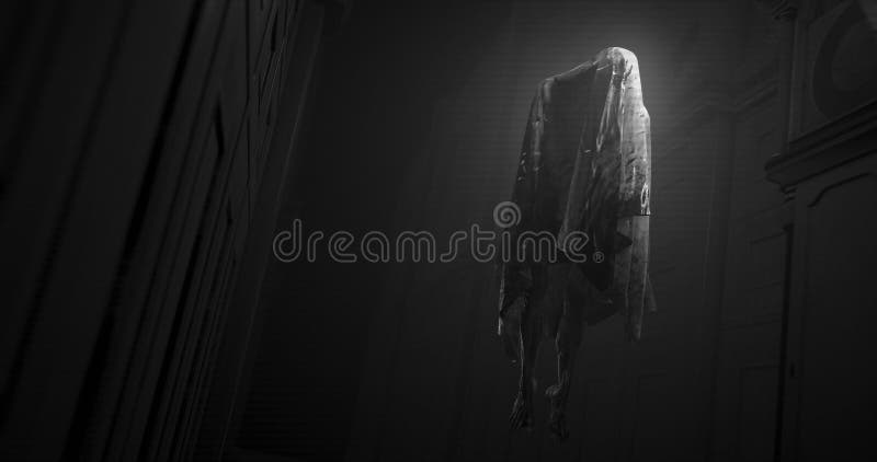 Image of Moving Ghost and Buildings on Black Background Stock ...