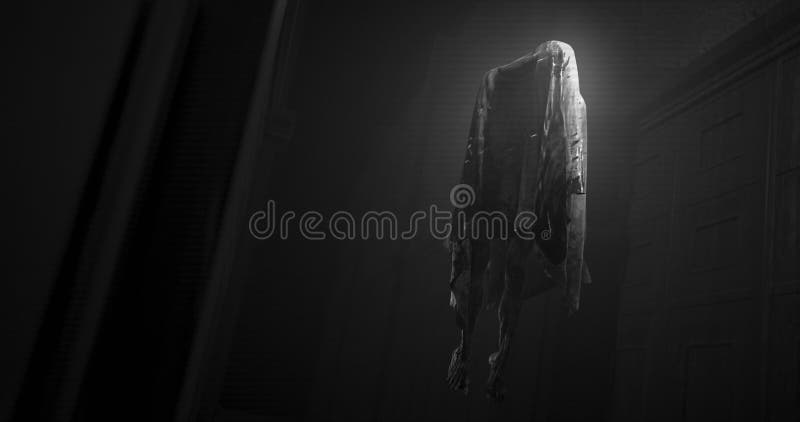 Image of Moving Ghost and Buildings on Black Background Stock ...