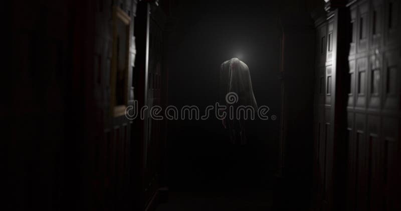 Image of Moving Ghost and Buildings on Black Background Stock ...