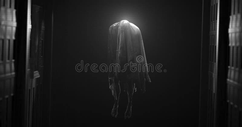 Image of Moving Ghost and Buildings on Black Background Stock ...