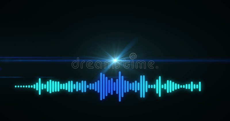 Image of Moving Sound Wave with Lens Flare Against Black Background ...