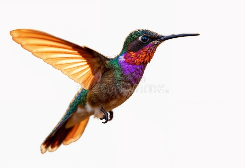 Image of a Multi-colored Hummingbird. Watercolor Little Bird Stock ...